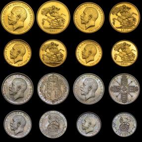 GEORGE V, 1911 GOLD PROOF LONG SET, CORONATION ISSUE, NGC GRADED