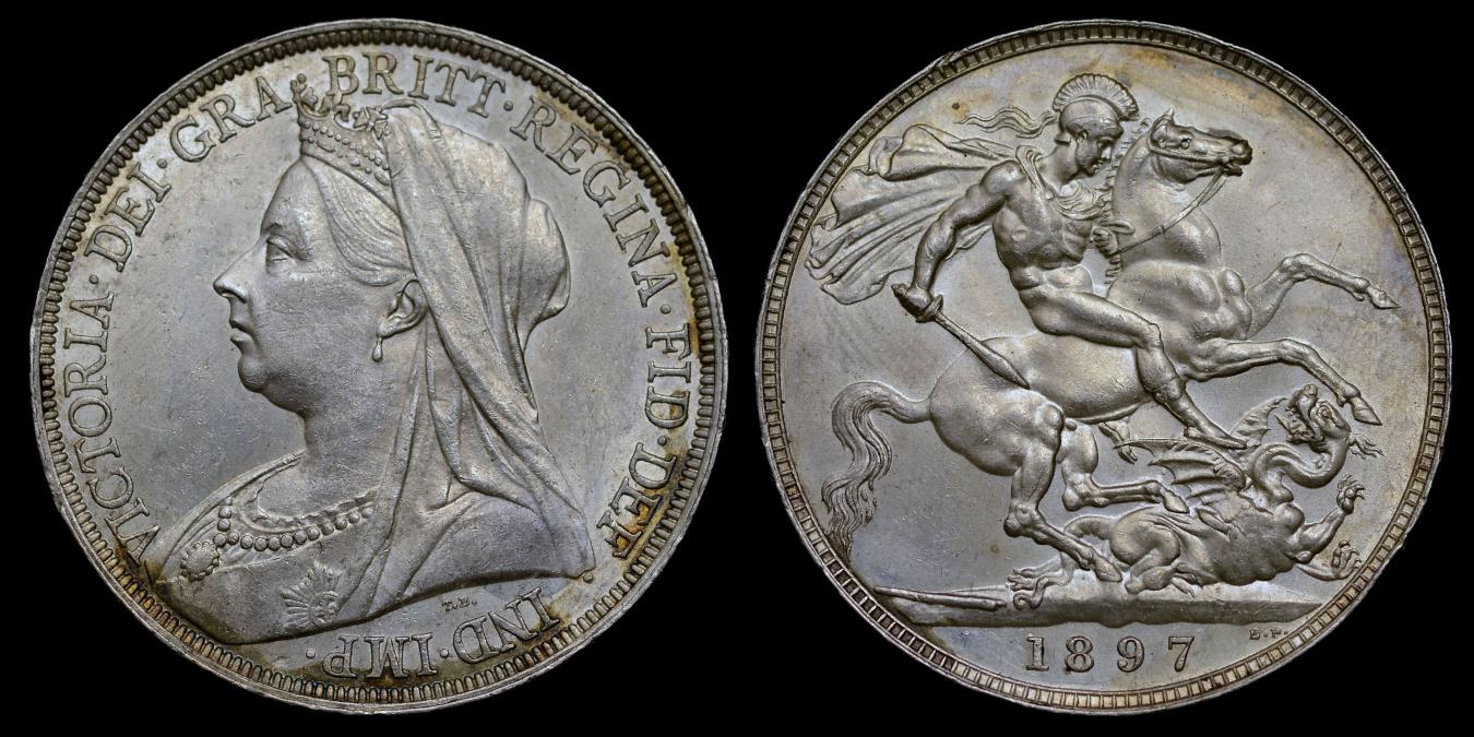 VICTORIA 1897 SILVER CROWN, LXI EDGE | European Coins