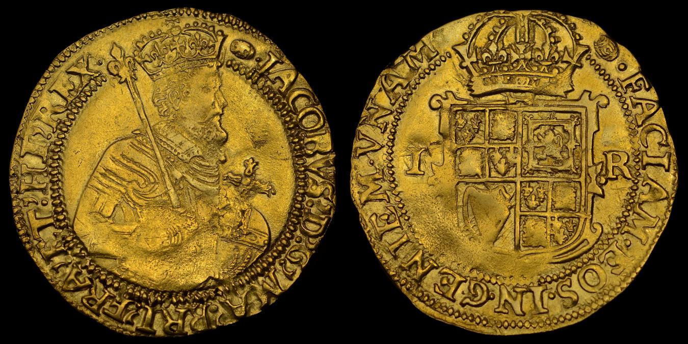 JAMES I, GOLD UNITE, SECOND COINAGE AU53 | European Coins