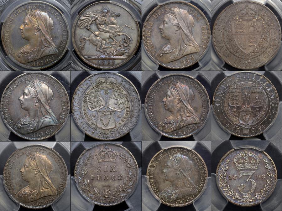 VICTORIA 1893 SILVER PROOF SET, ALL GRADED PCGS PR64 | European Coins