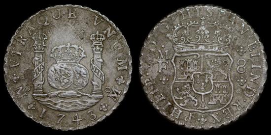 THE REIJGERSDAAL SHIPWRECK, 1743 8 REALES PILLAR DOLLAR, NGC SHIPWRECK