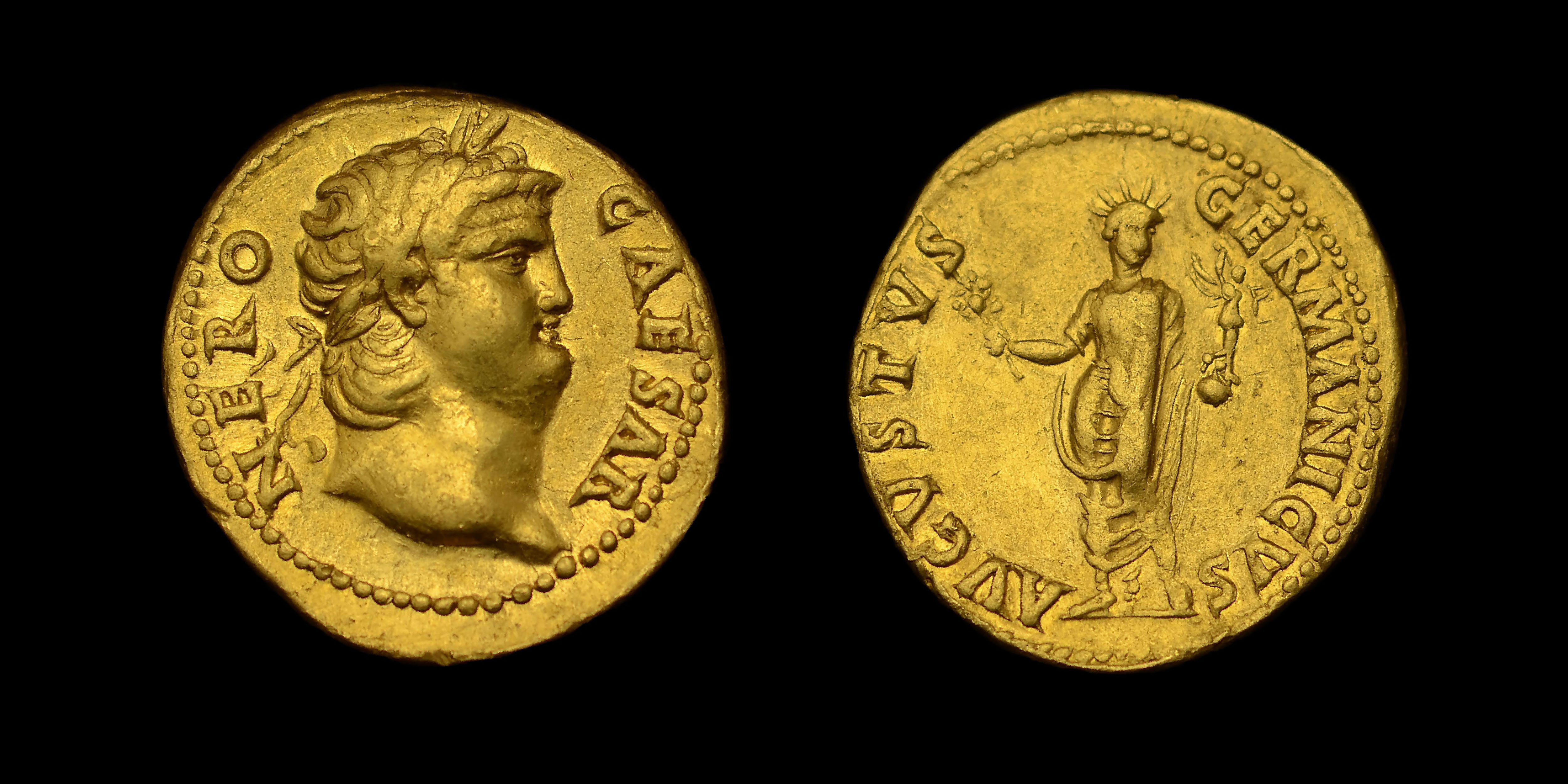 NERO GOLD AUREUS, COLOSSUS OF NERO | Roman Imperial Coins
