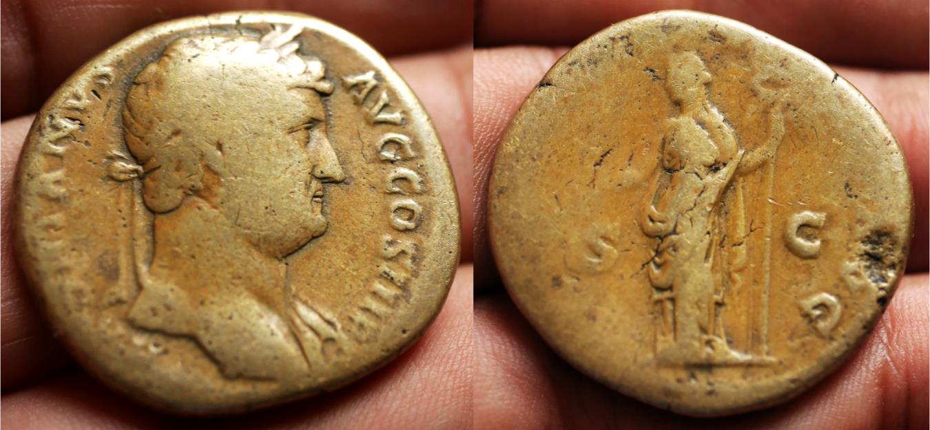 Hadrian. AD 117-138. Æ Sestertius (23.4 g,). Rome mint. Struck circa AD ...