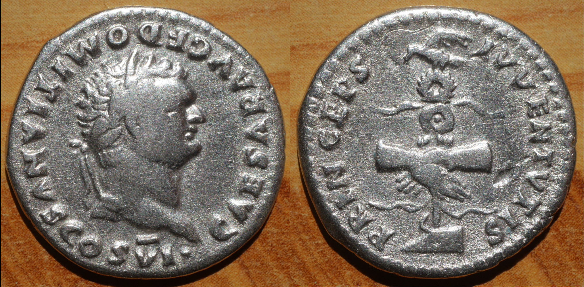 Domitian as Caesar (Vespasian 69-79) Denarius Rome AD 79 AR (g 3,27; mm 20)