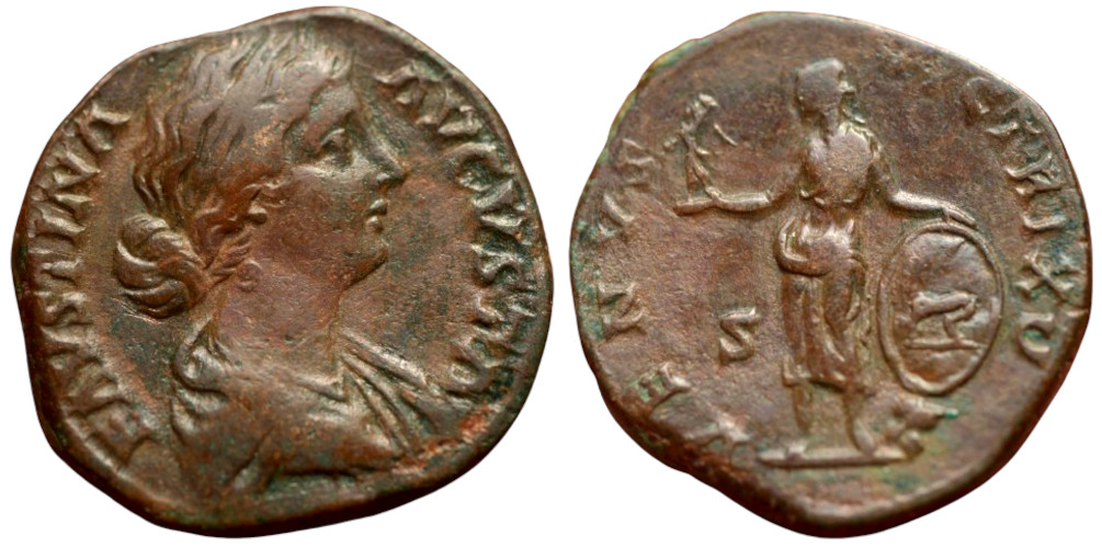 Faustina II (wife of M. Aurelius) Æ Sestertius. Rome, AD 161-176.