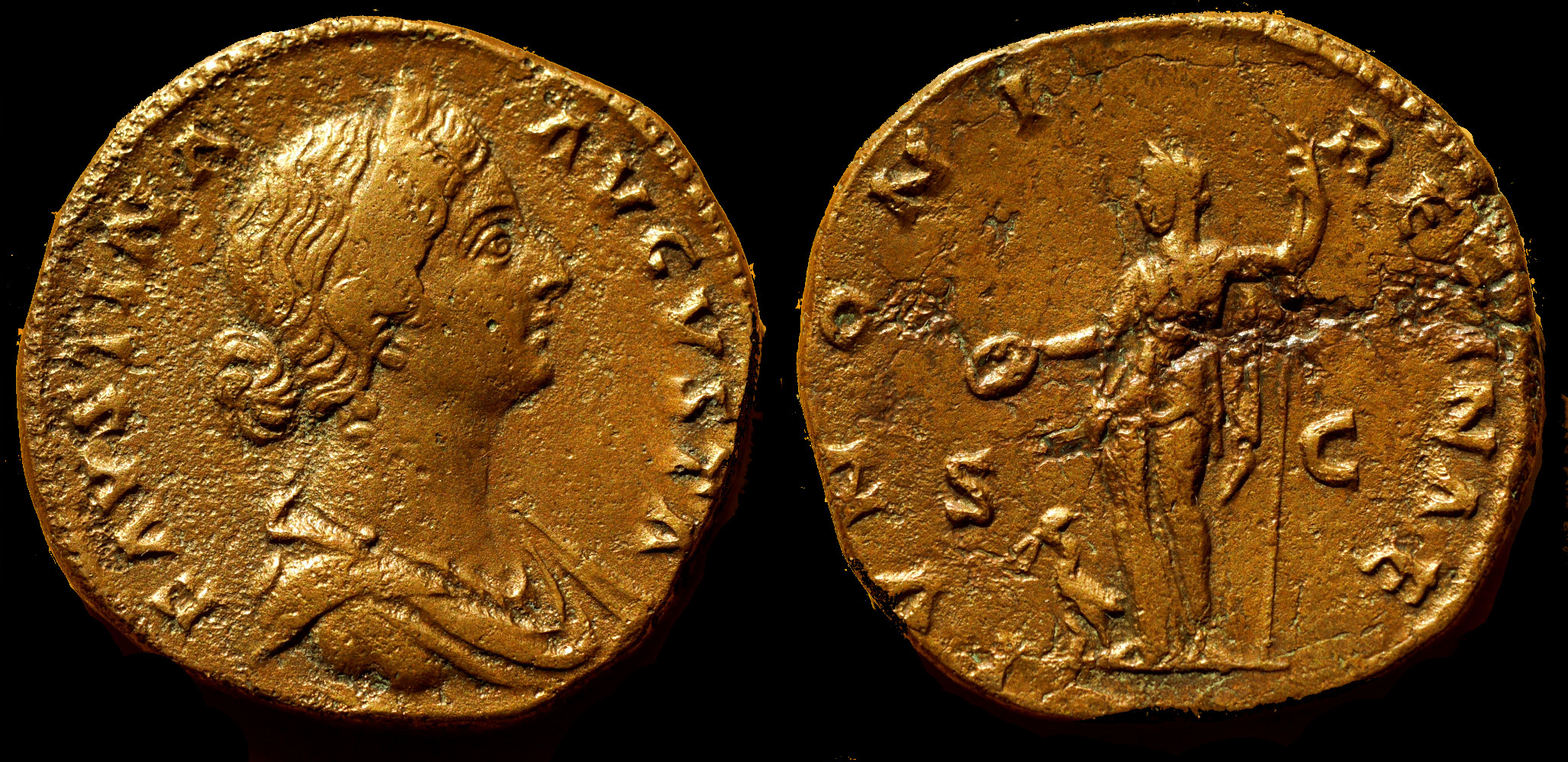 FAUSTINA II (Augusta, 147-175). Sestertius. Rome. | Roman Imperial Coins