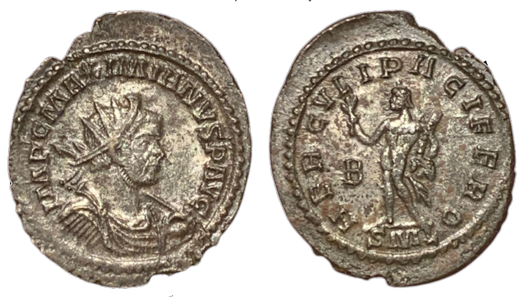 MAXIMIANUS HERCULIUS Aurelianus Billon (22-26mm, 3.80g) Lyon AD 287 ...