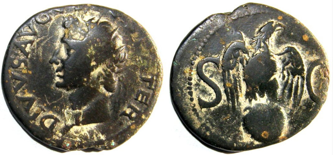 DIVUS AUGUSTUS AE as. Eagle standing on globe. Posthumuous issue by ...