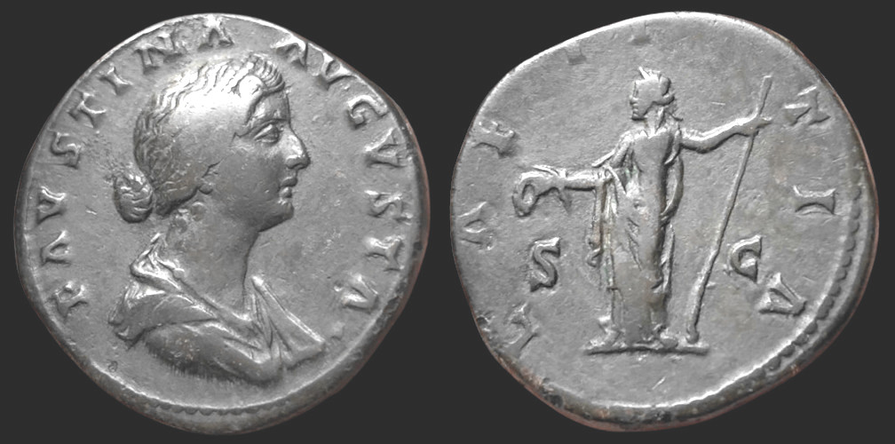 Faustina II, Sestertius circa 161-176, (AE 24.3 g. , 32 mm) LAETITIA