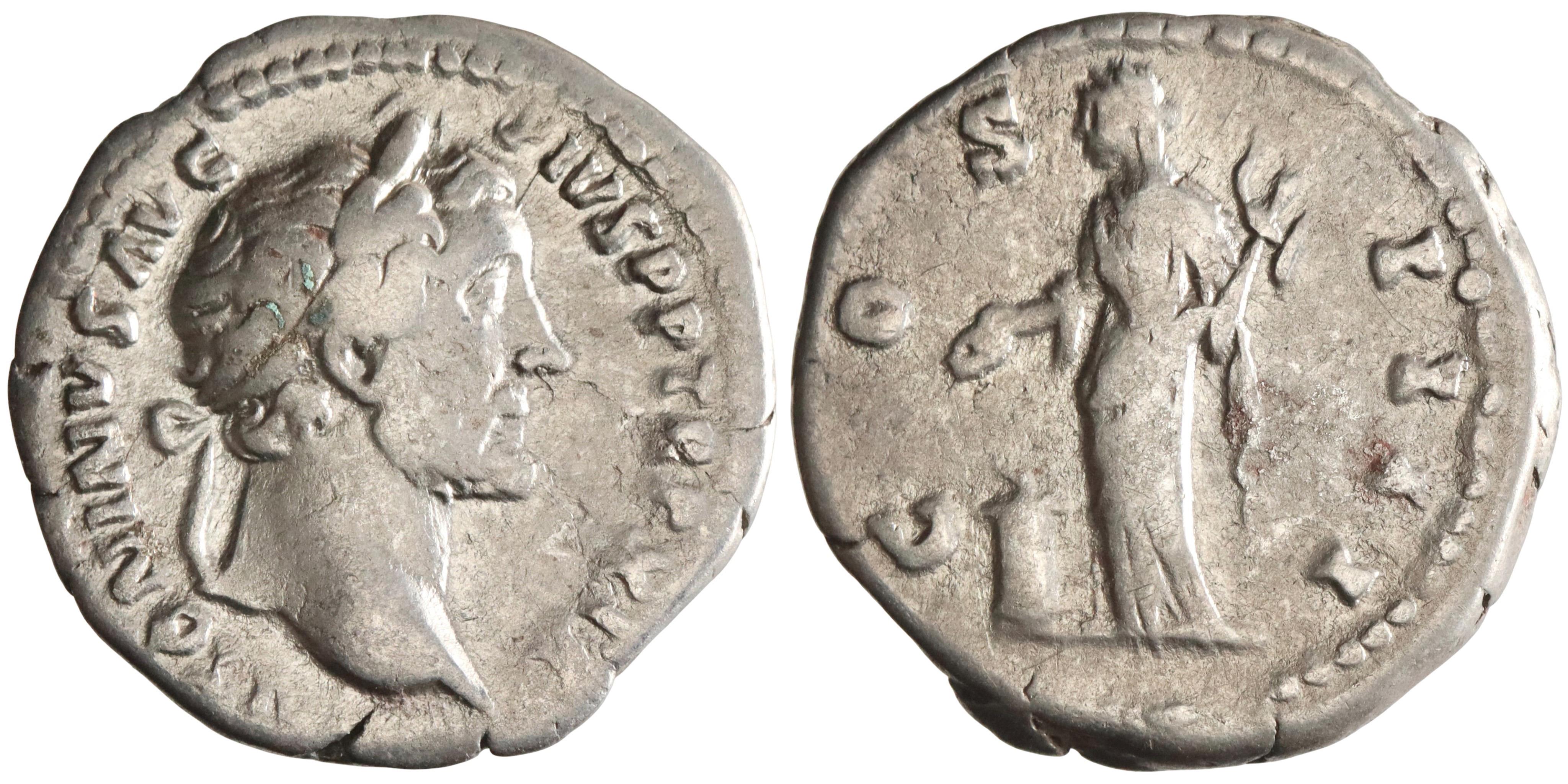 Roman: Antoninus Pius (138-161), silver denarius (3.43g), Rome mint ...