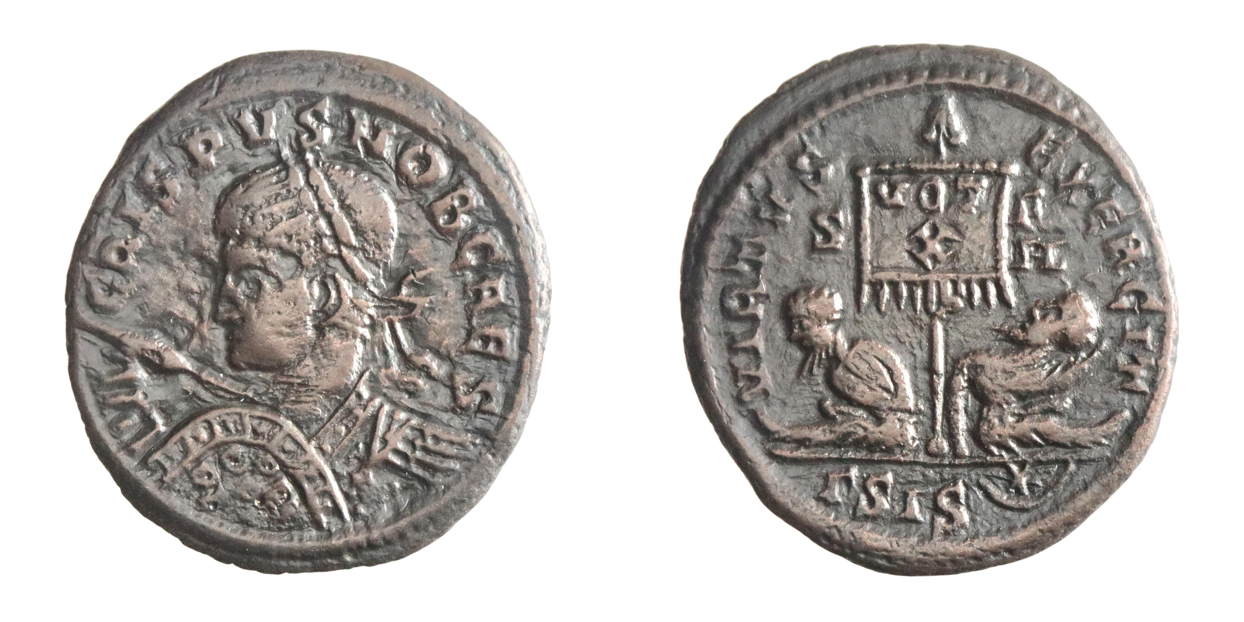 Roman: Crispus, as Caesar (317-326), bronze follis (3.33g), Siscia mint ...
