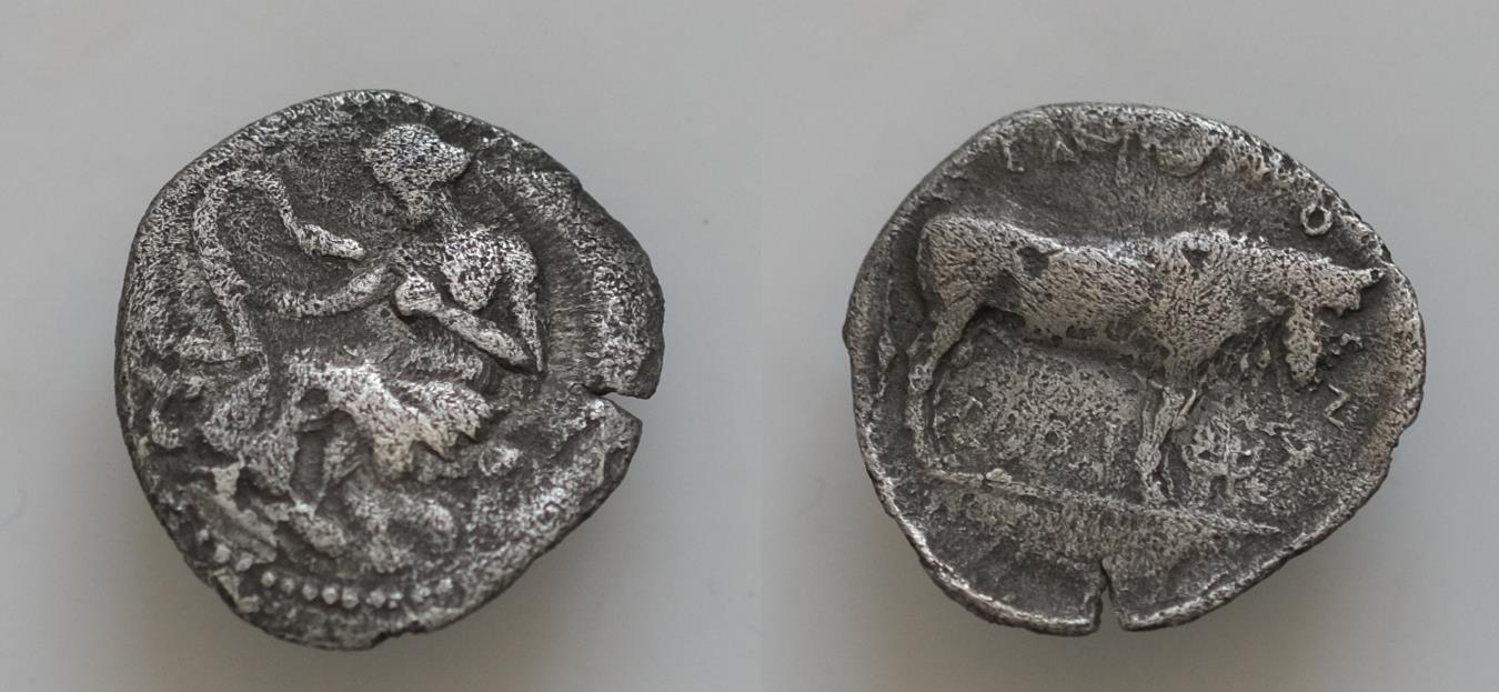 Sicily, Selinos, c. 410 BC. AR Litra 13mm, 0.60g,. Nymph seated l. on ...