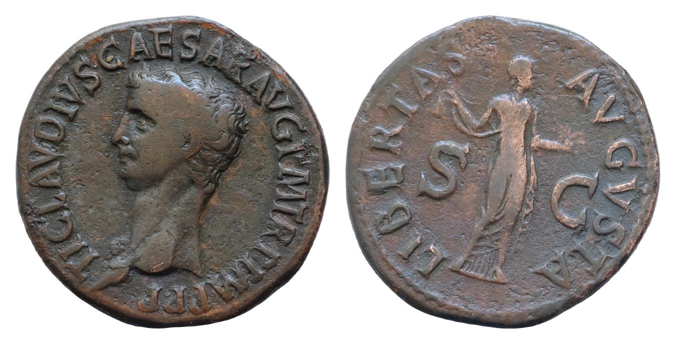 Claudius Æ 30mm 11g As. Rome, AD 50-4. TI CLAVDIVS CAESAR AVG P M TR P ...
