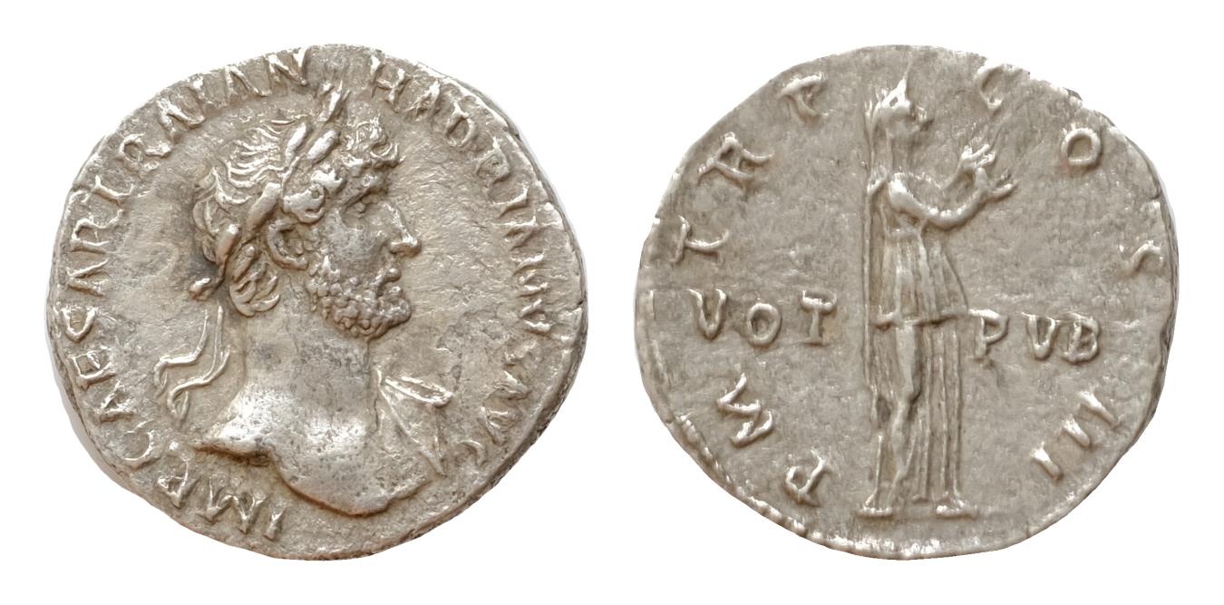 Hadrian, 117-138 AD. AR, Denarius. 3g. 17.6mm. Rome. Pietas | Roman ...
