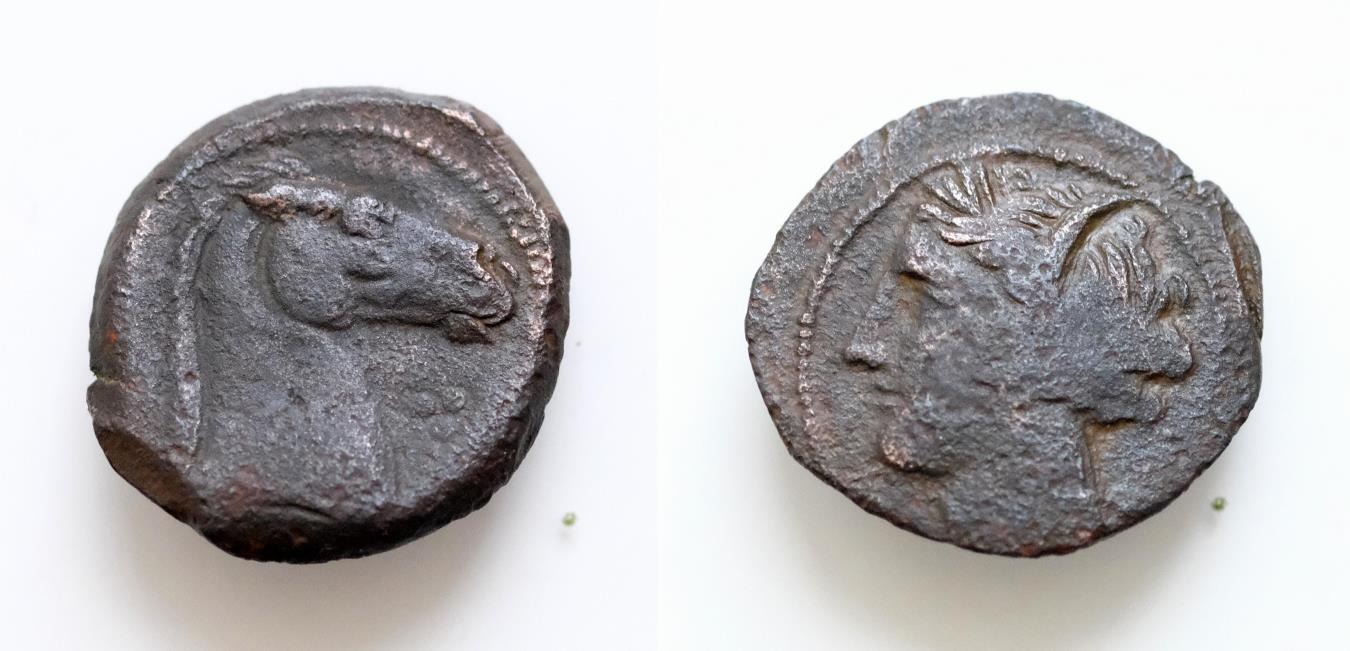 CARTHAGE. Circa 300-264 BC. Æ Shekel(?) (19,5mm, 5,3g,). Carthage mint ...
