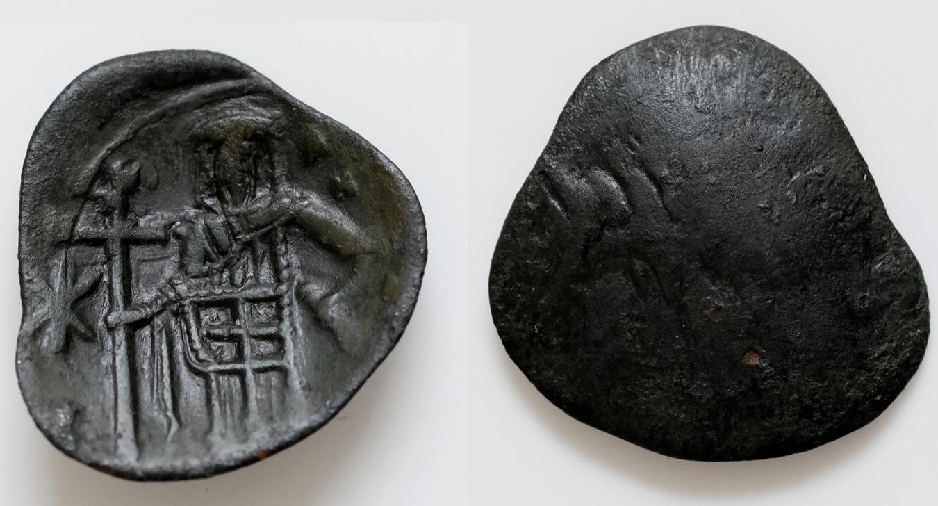 Andronicus III Palaeologus. 1328-1341. Æ Trachy (21mm, 1.9g). Thessalonica mint. Nimbate bust of ...