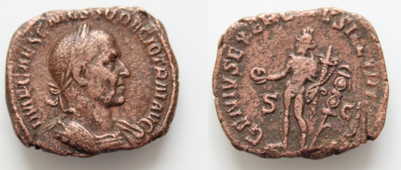 Trajan Decius Æ Sestertius. Rome, AD 249-251. IMP C M Q TRAIANVS DECIVS ...