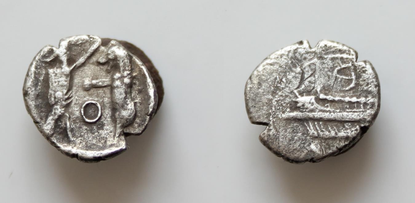 Phoenicia, Obol, Sidon, c. 375-333 BC; AR (g 0,5; mm 8); Galley l ...