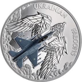UKRAINIAN FALCONS 1 Oz Silver Coin 5 Cedis Ghana 2024 | Mints