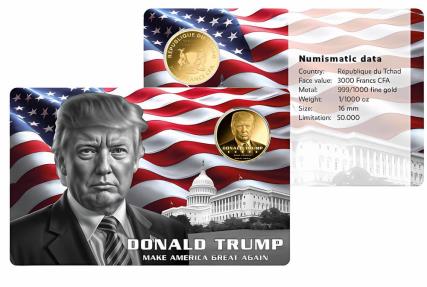 DONALD TRUMP 1/1000 Oz Gold Coin 3000 Francs Chad 2024 | Mints