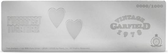 GARFIELD AND ARLENE Garfield Comic 1 Oz Silver Coin 2$ Niue 2026