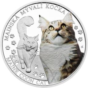 MAINE COON Cat Breeds 1 Oz Silver Coin 1$ Niue 2024 | Mints