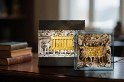 PARTHENON Monuments of Civilization Gilded 2 Oz Silver Coin 2000 Francs ...