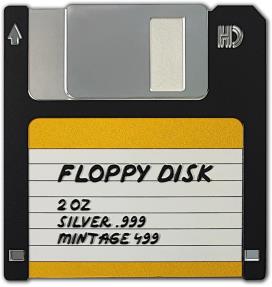 FLOPPY DISK TechStalgic Coloured 2 Oz Silver Coin 2$ Niue 2024