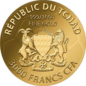 JAPAN FOOTBALL Sport Icons 1/1000 Oz Gold Coin 3000 Francs Chad 2023