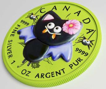 BAT Halloween Maple Leaf 1 Oz Silver Coin 5$ Canada 2022 | Mints