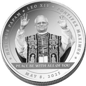 POPE LEO XIV First American Pontifex 1 Oz Silver Coin 2$ Liberia 2025