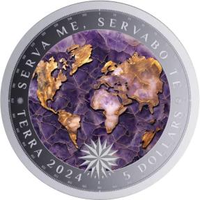 AMETHYST Mystic Earth Terra 1 Oz Silver Coin 5$ Tokelau 2024 | Mints