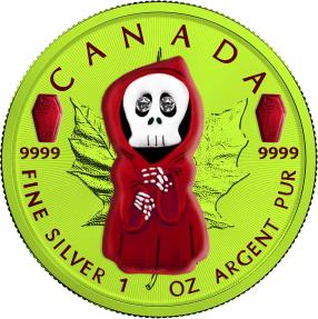 DEATH Halloween Maple Leaf 1 Oz Silver Coin 5$ Canada 2022 | Mints