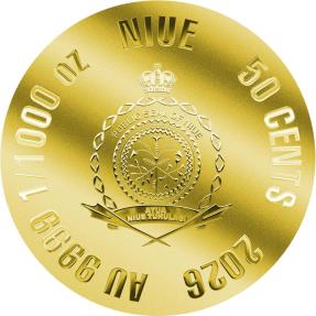 ARES God Of War 1000 Oz Gold Coin 50 Cents Niue 2026 | Mints