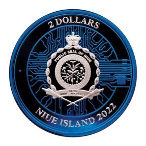 BITCOIN Cyber Blue 1 Oz Silver Coin 2$ Niue 2022 | Mints