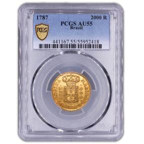 Brazil Gold 2000 REIS - 1787 - PCGS AU 55 - 1500 examples | Miscellaneous