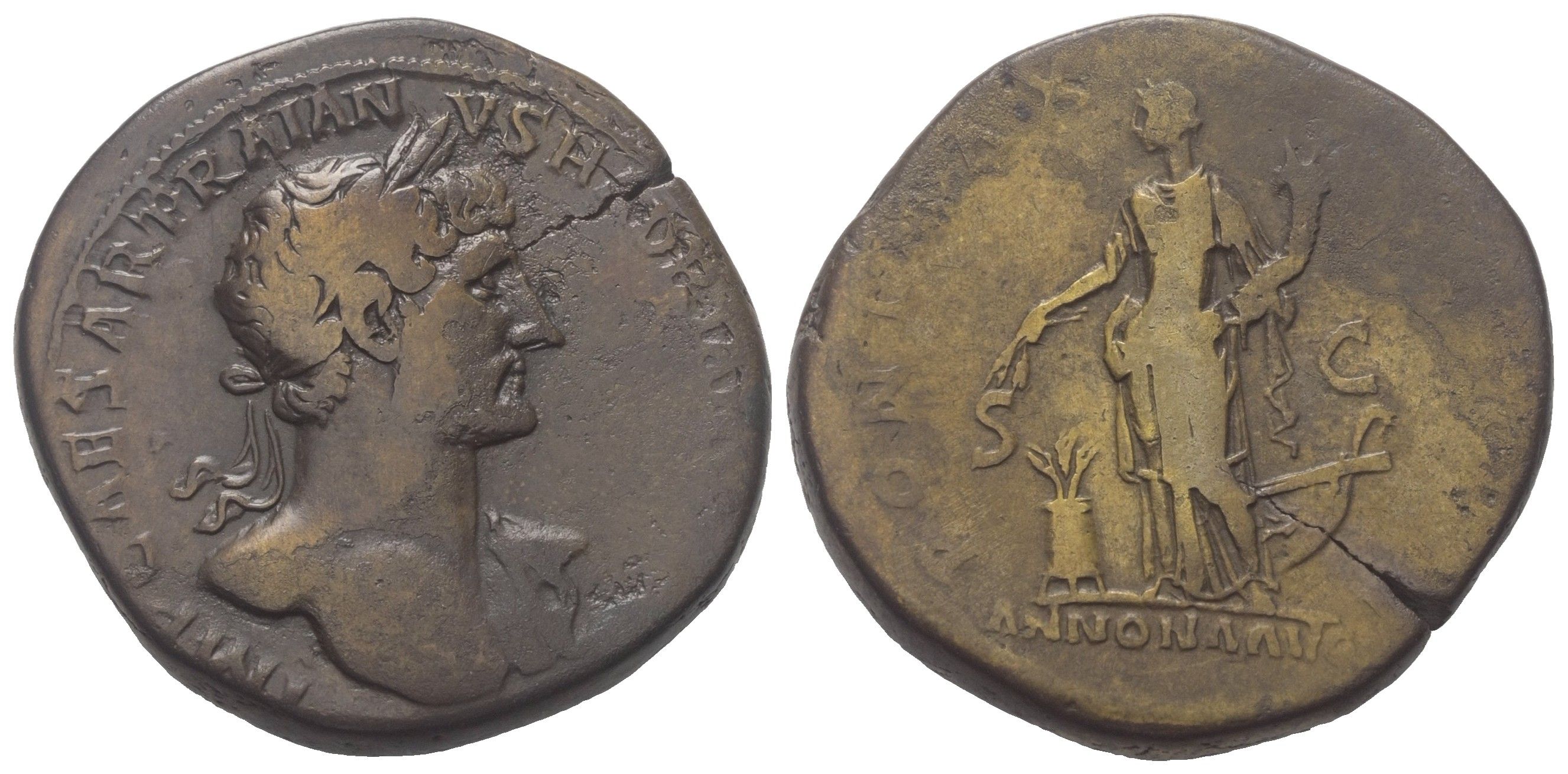 Hadrianus (117-138 AD). Sestertius (bronze), 118 AD, Rome | Roman ...