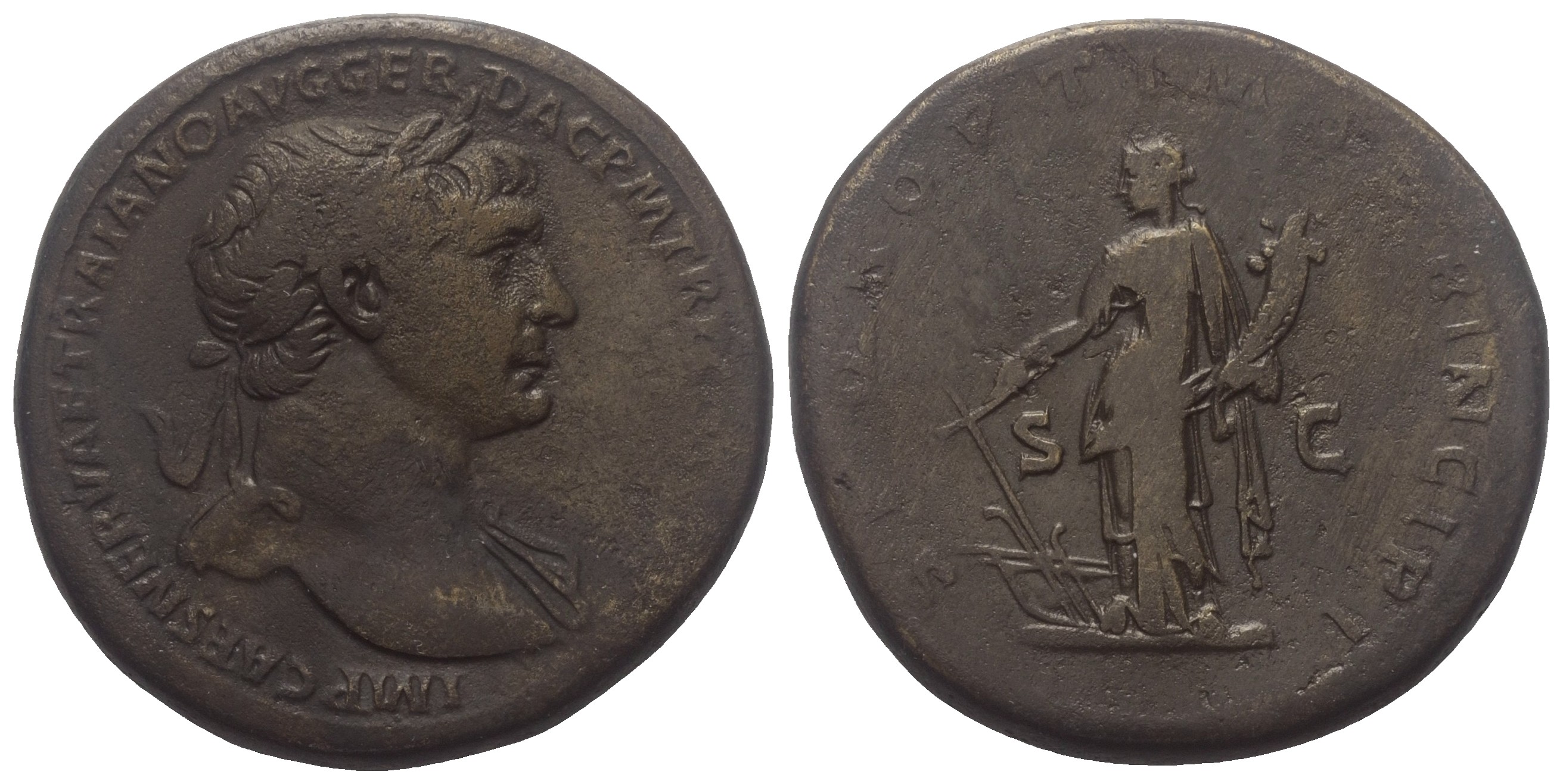 Traianus (98-117 AD). Sestertius (bronze), 108-110 AD, Rome | Roman ...