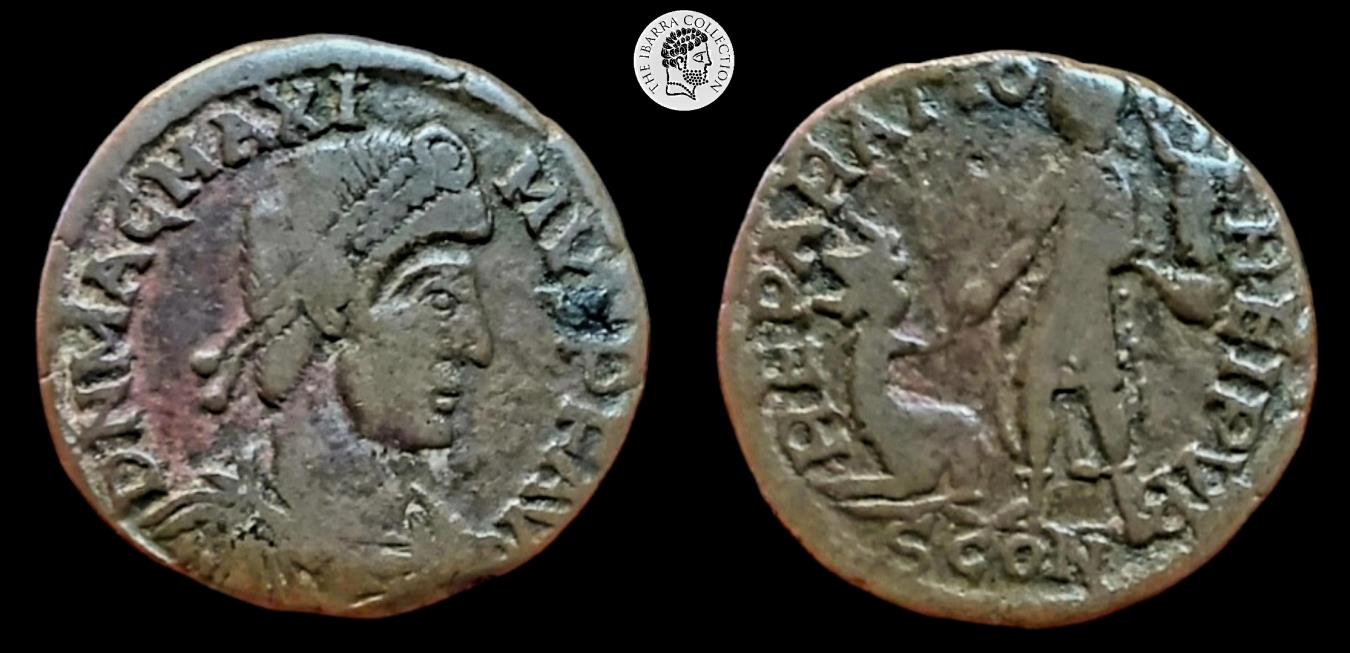 Magnus Maximus, AE. Arles mint. Sirmium mint. AD 383-388. Fine & Scarce.