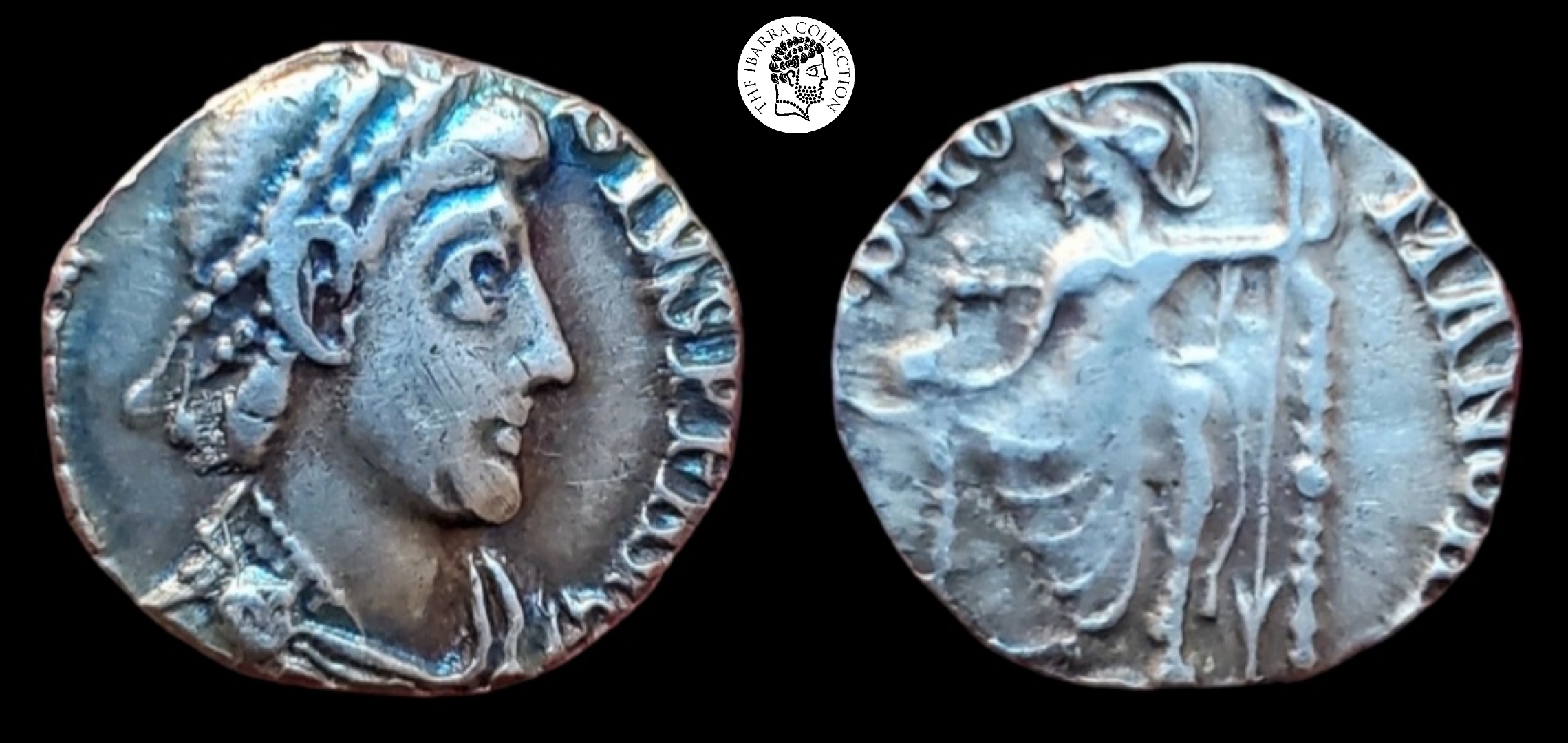 Theodosius I AR Siliqua. Trier mint. 379-395 AD. Clipped Siliqua. Nice Tone. EF.