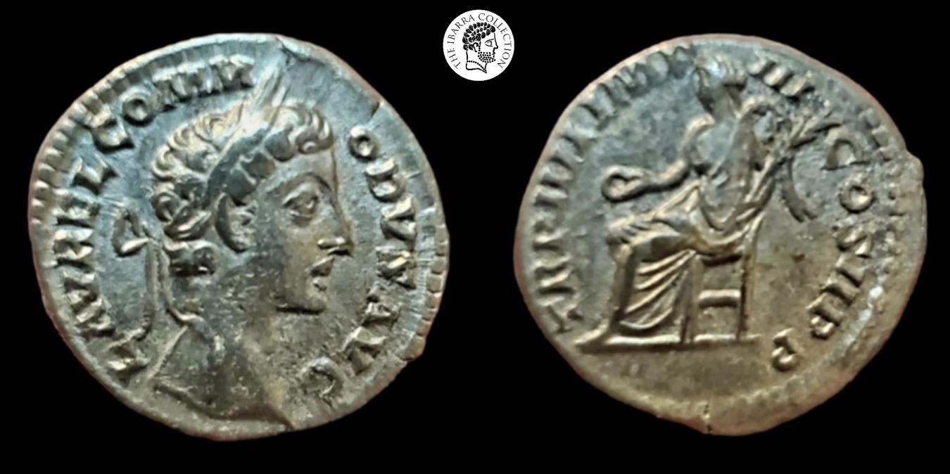 Commodus AR Denarius. Struck under Marcus Aurelius, Rome mint, AD 179.