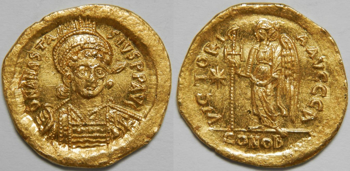 Byzantine Empire Anastasius I AV Solidus (Constantinople, 507-518)