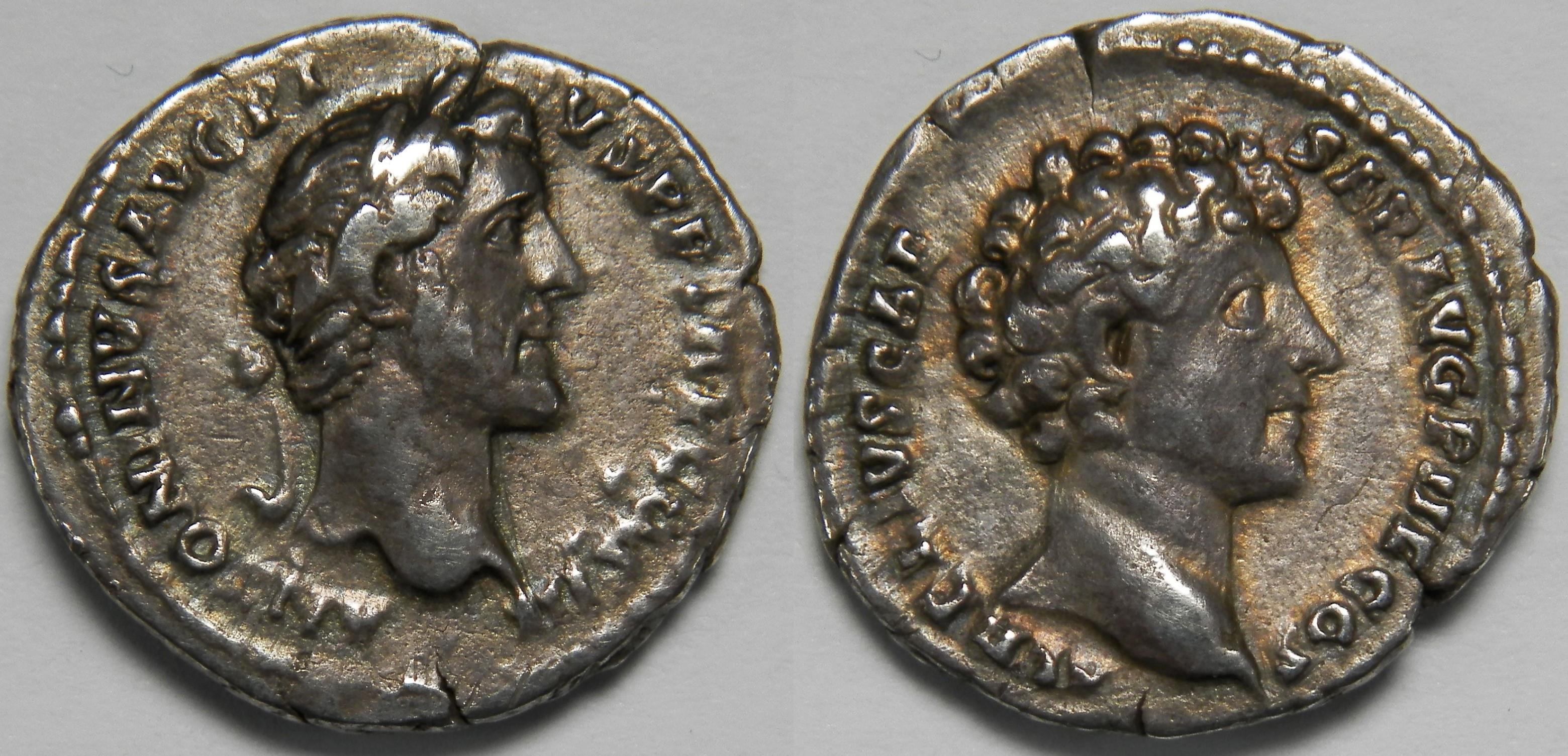 Roman Empire Antoninus Pius and Marcus Aurelius as Caesar AR Denarius ...