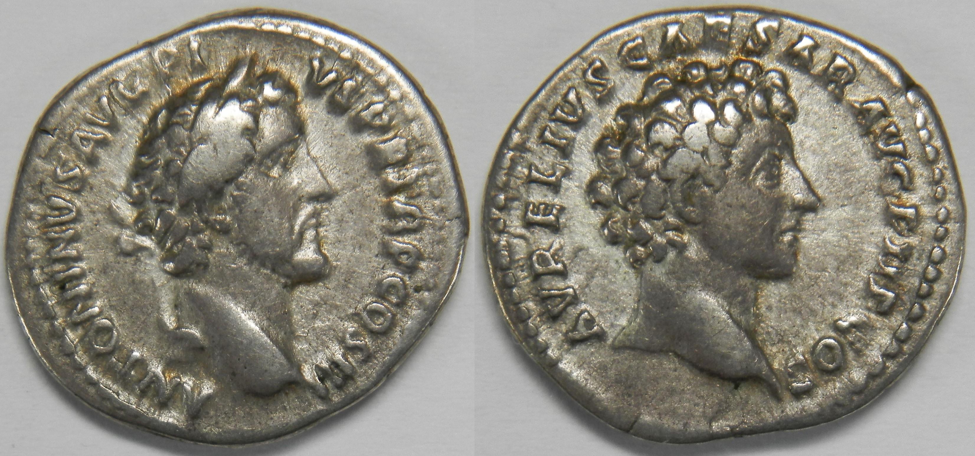 Roman Empire Antoninus Pius and Marcus Aurelius as Caesar AR Denarius ...