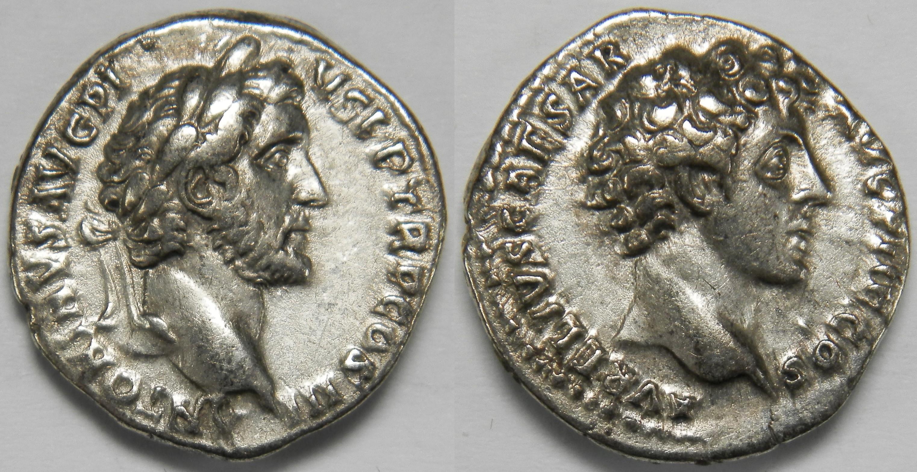 Roman Empire Antoninus Pius and Marcus Aurelius as Caesar AR Denarius ...