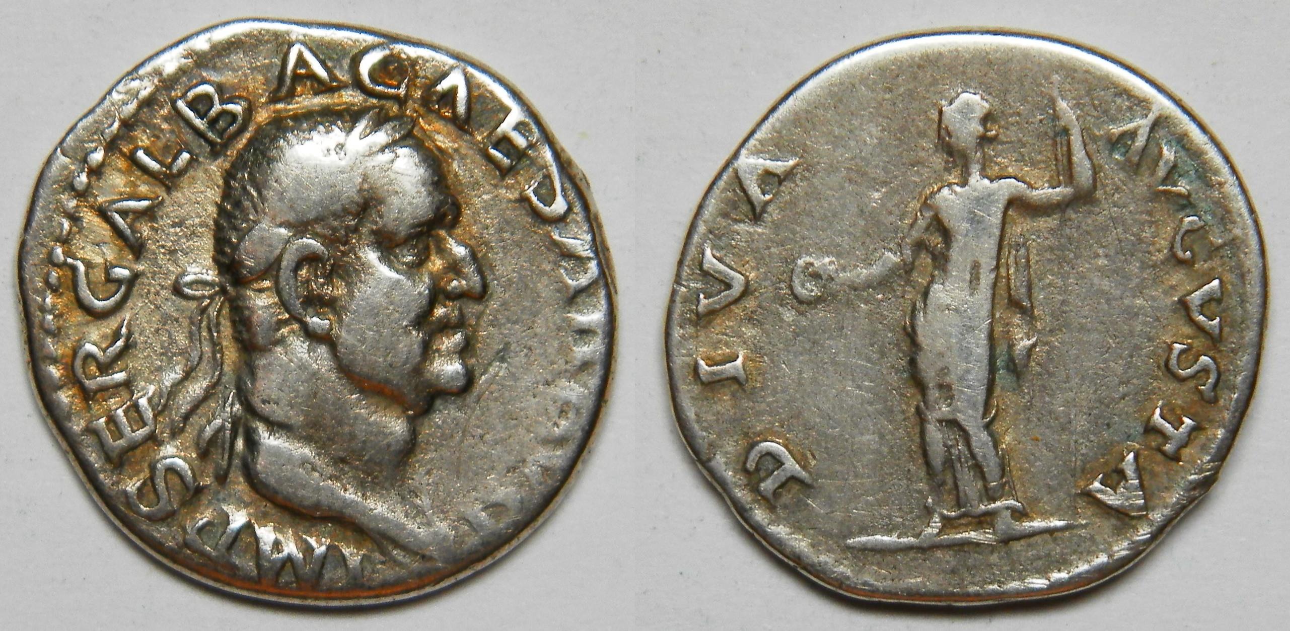 Roman Empire Galba AR Denarius DIVA AVGVSTA (Rome, AD 68-69) VF [3.33 ...