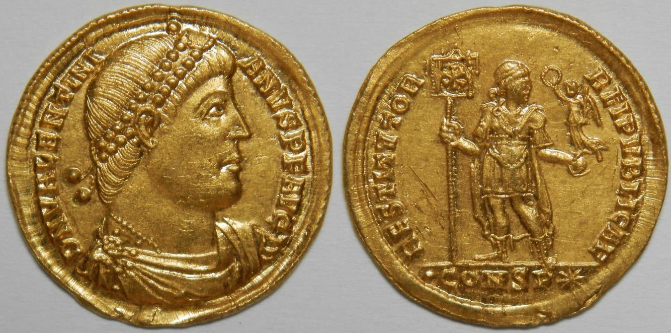 Roman Empire Valentinian I AV Solidus (Constantinople, AD 364)