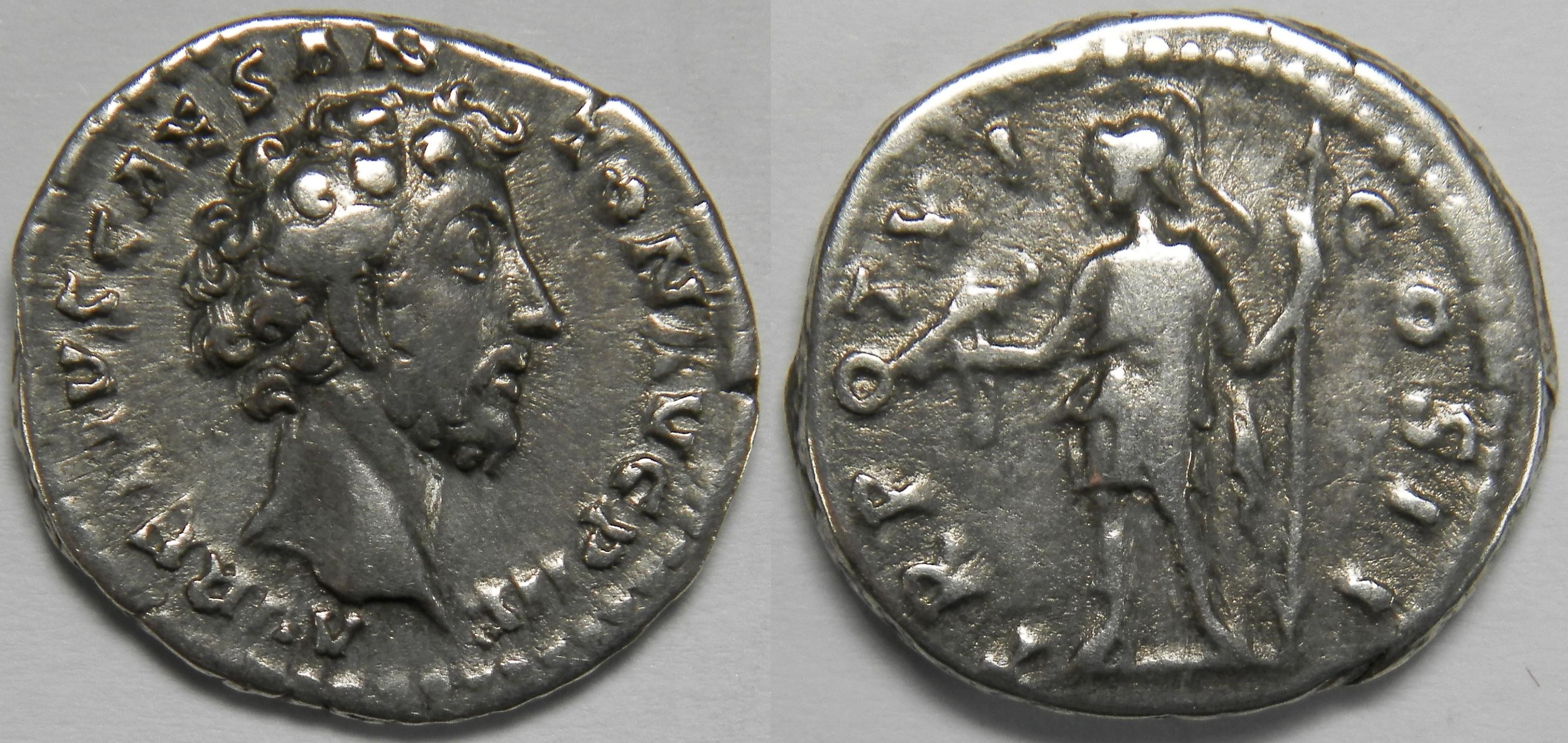 Roman Empire Marcus Aurelius as Caesar AR Denarius (Rome, AD 156-157)
