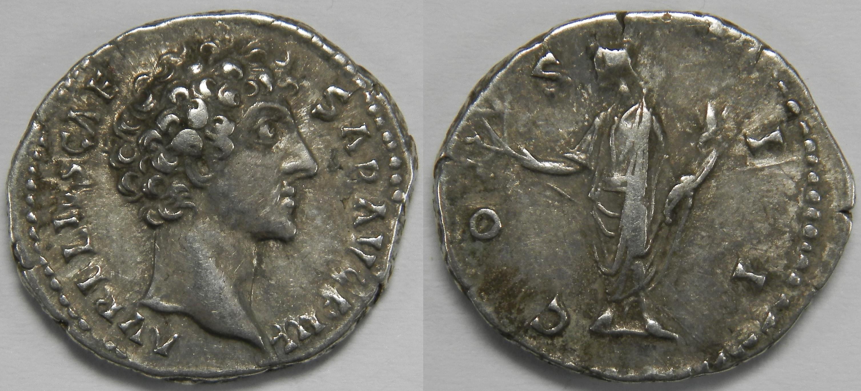 Roman Empire Marcus Aurelius as Caesar AR Denarius (Rome, AD 145-147)