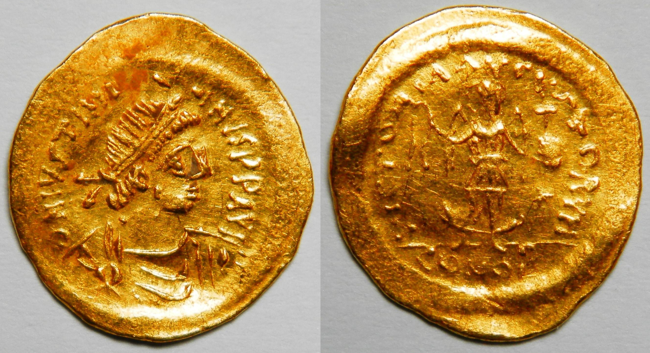 Byzantine Empire Justinian I AV Tremissis (Constantinople, 527-565)